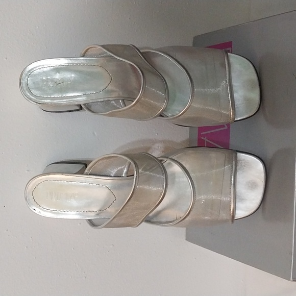 Prima | Shoes | Prima Cheers Silver Block Slip On Sandals | Poshmark